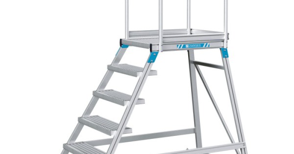 Zarges Mobile safety step 6 tread open grid steel treads and platform